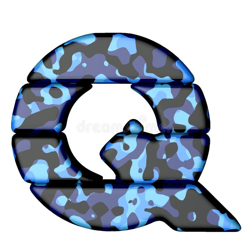 Symbol in Blue Camouflage. Letter Q Stock Vector - Illustration of type ...
