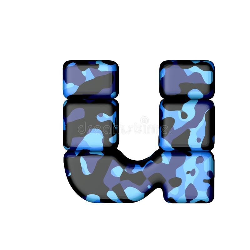 Symbol in Blue Camouflage. Letter U Stock Vector - Illustration of ...