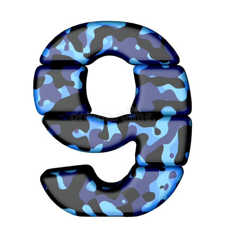 Symbol in Blue Camouflage. Number 9 Stock Vector - Illustration of ...