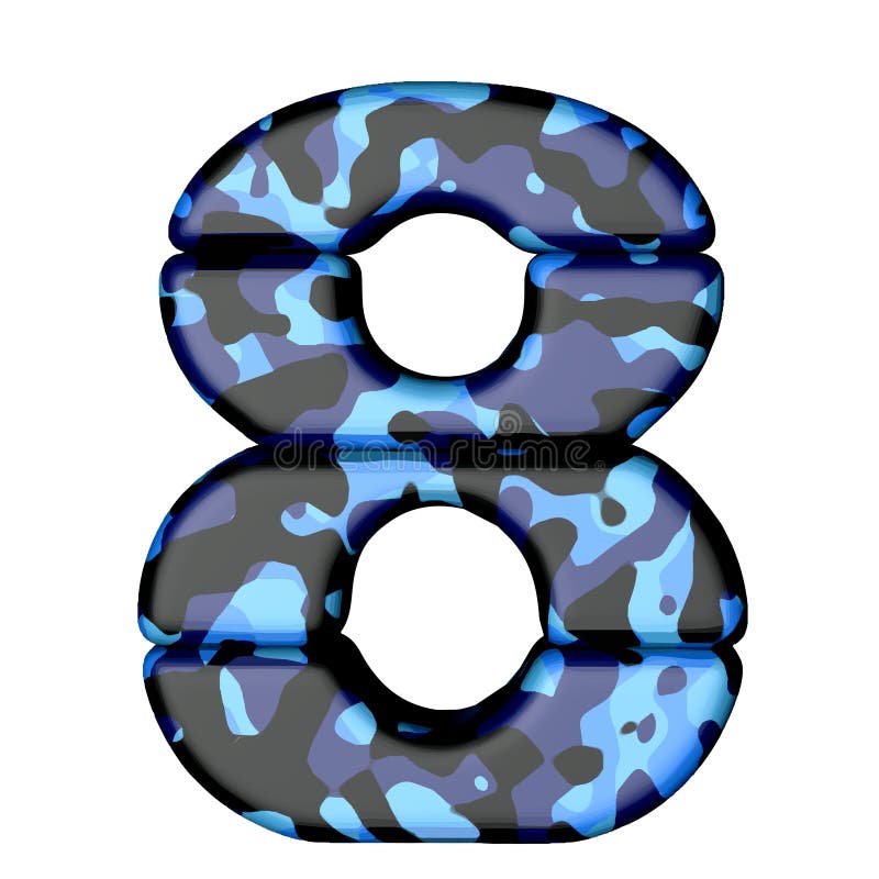 Camouflage Number 6 with Cyan, Black and Yellow Camouflage Pattern ...