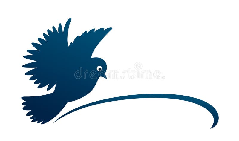 Symbol of a Blue Flying Bird. Stock Vector - Illustration of wing, blue ...