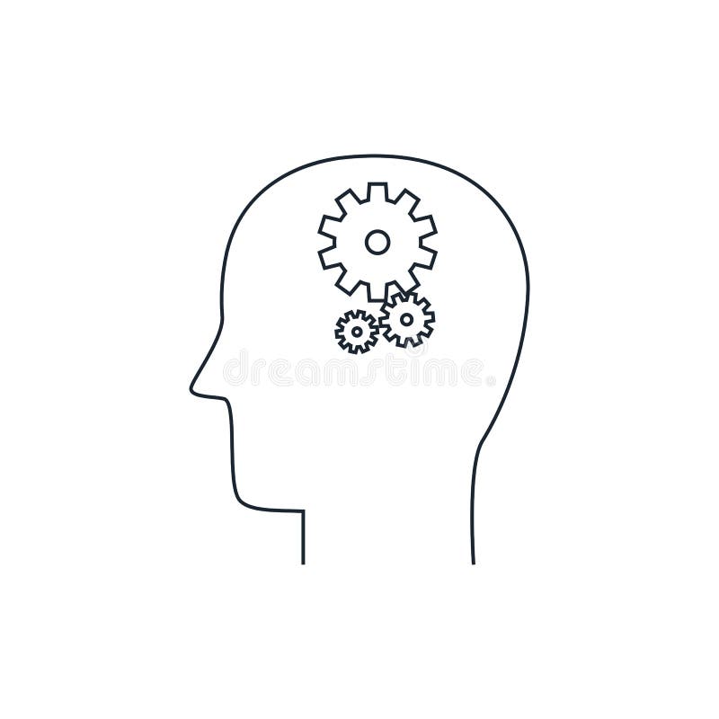 Symbol of Brain Activity Icon, Thin Line Style, Flat Design Stock ...
