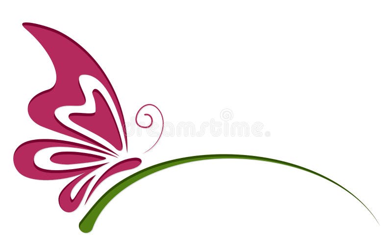 Symbol of pink butterfly. stock vector. Illustration of logo - 124170953