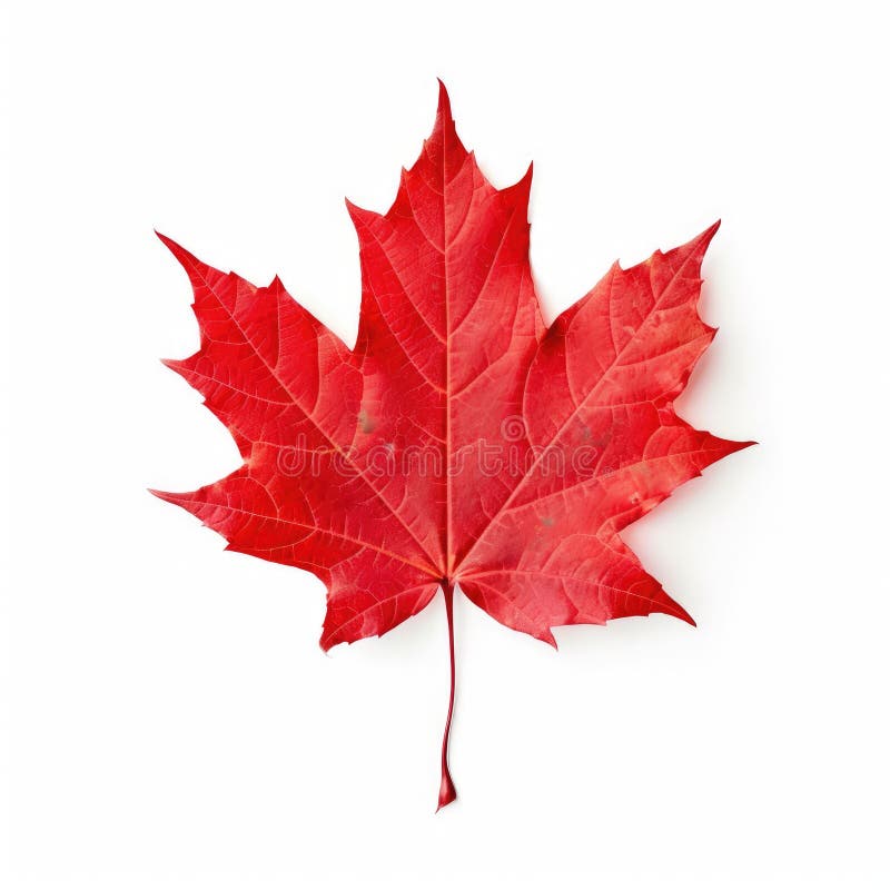 Symbol of Change: Red Maple Leaf Cutout on White Background Stock ...