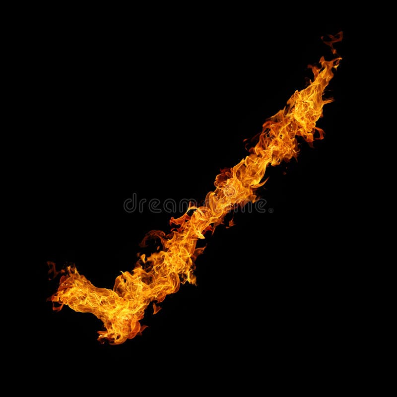 Symbol of Check Mark Fire Flame on a Black Background Stock Image ...