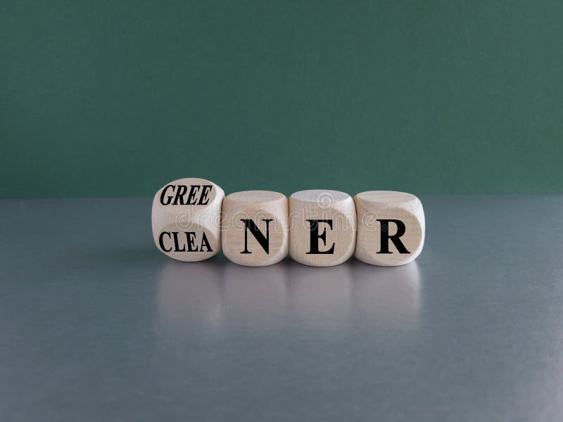 Symbol for a Cleaner and Greener Planet. Dice Form the Words Greener ...