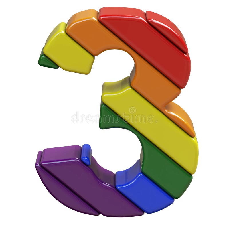 Symbol in the Colors of the LGBT Flag. Number 3 Stock Vector ...