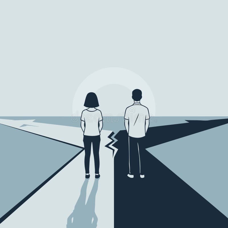 Two Figures Stand at a Fork, Their Paths Diverging in Different ...