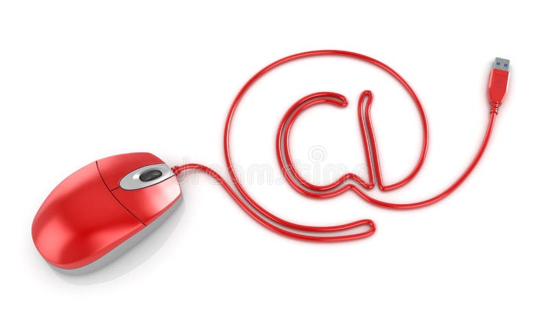 At Symbol with Computer Mouse Cable Stock Illustration - Illustration ...