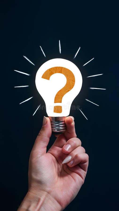 Symbol of Curiosity Hand Holds Light Bulb with Question Mark Stock ...