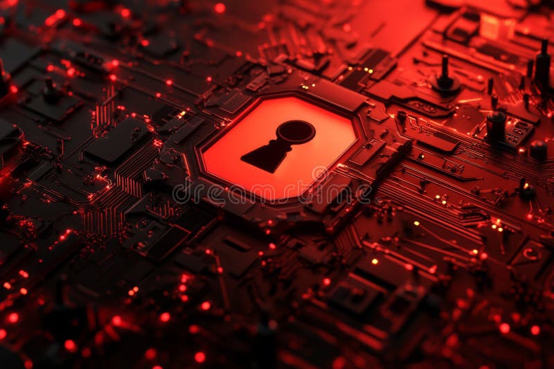 Symbol of Cybersecurity Lock on Red Triangle, Warning about Data ...