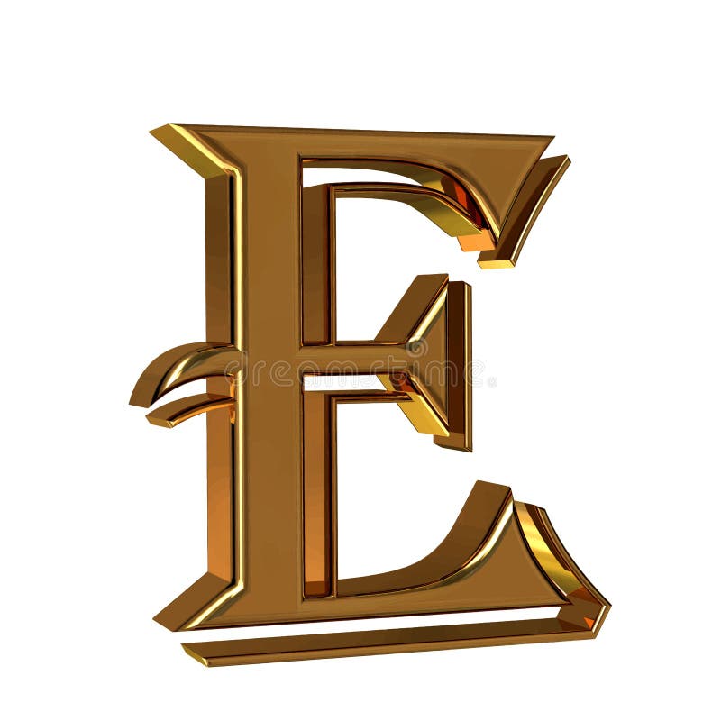 Symbol 3d Made of Gold. Letter E Stock Vector - Illustration of ...