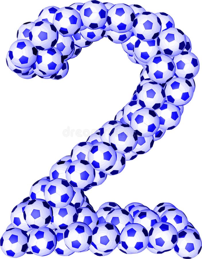 Symbol 3d Made from Soccer Balls. Number 2 Stock Illustration ...