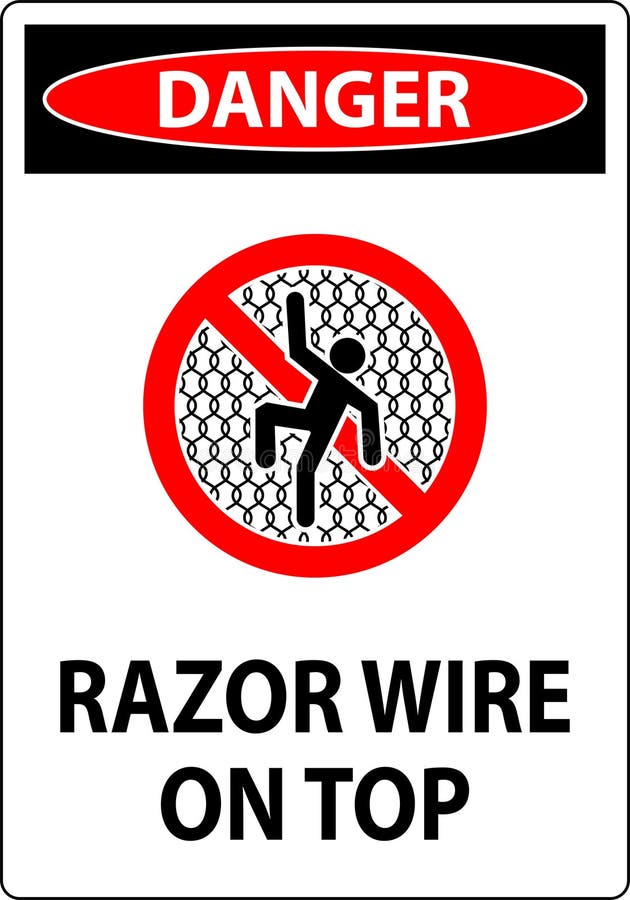 Symbol Danger Sign Razor Wire on Top Stock Vector - Illustration of ...