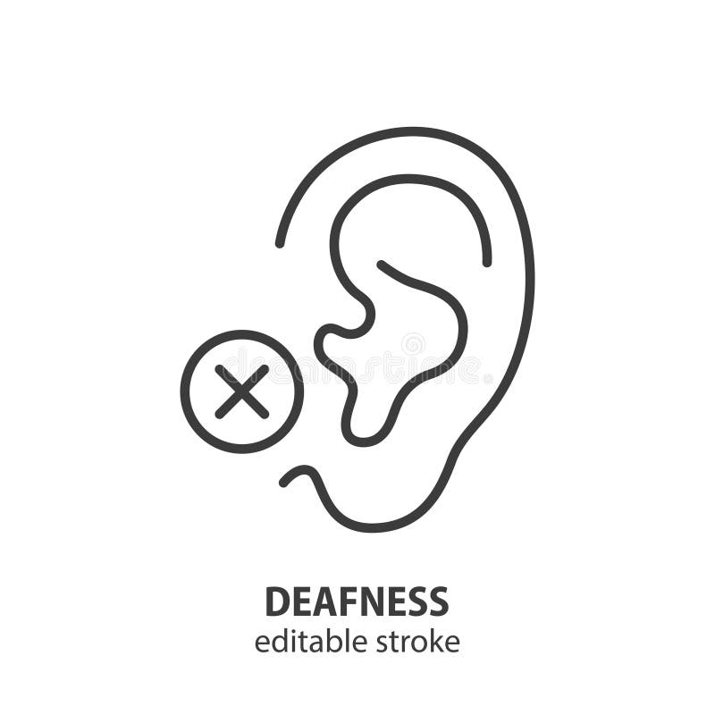 Symbol of Deafness Line Icon. Ear Sign. Editable Stroke Stock Vector ...