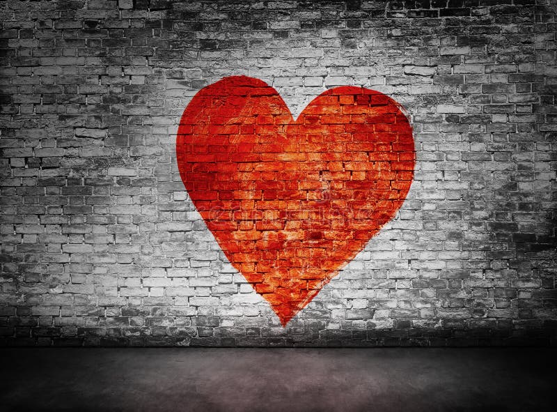 Symbol Der Liebe Gemalt Auf Backsteinmauer Stockbild - Bild von gemalt ...