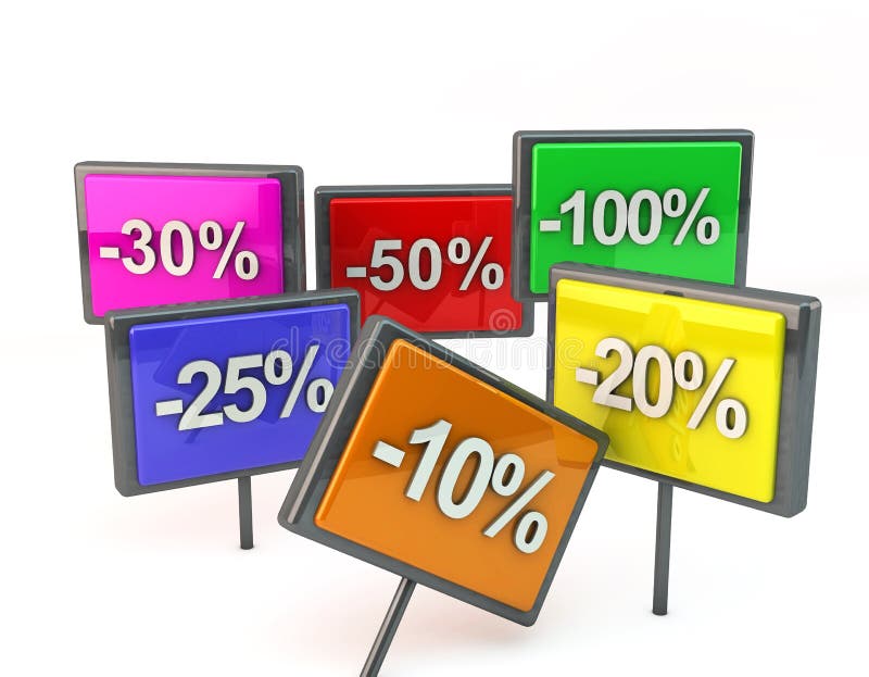 Symbol of Different Discount Rates Stock Illustration - Illustration of ...