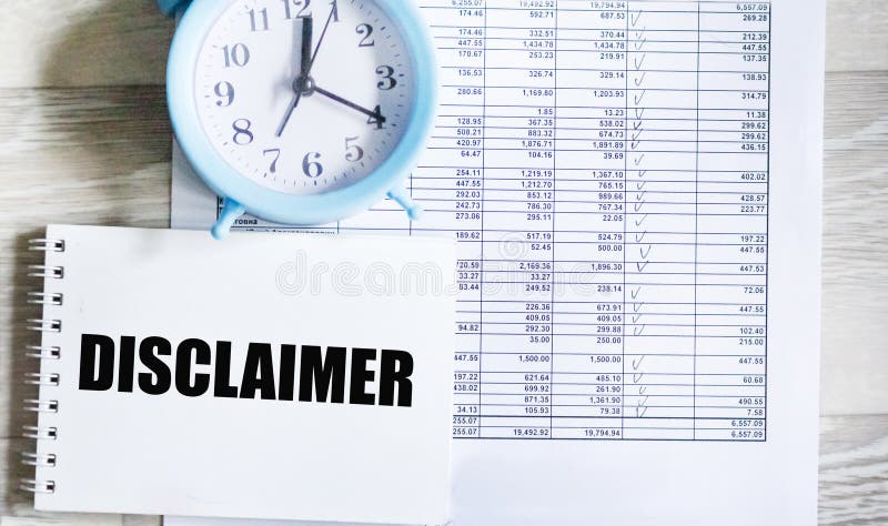 A Symbol of Disclaimer. the Concept Word Disclaimer on the Notepad ...