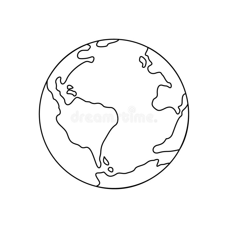 Earth Continuous One Line Drawing Vector Illustration on White ...
