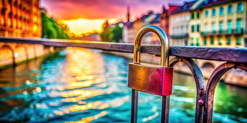 A Symbol of Enduring Love Padlock on a Bridge Railing Capturing the ...