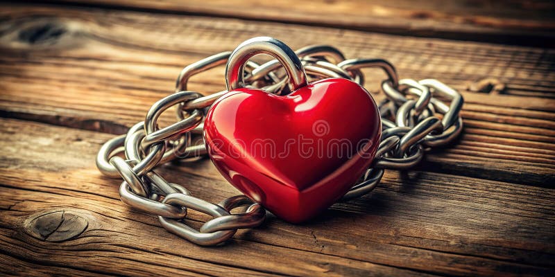 A Symbol of Eternal Love a Red Heart Locked with a Chain a Romantic ...