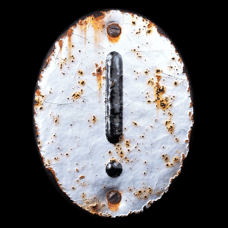 Symbol Exclamation Mark Made of Forged Metal on the Background Fragment ...