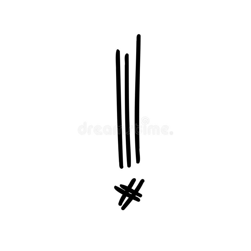 Symbol Exclamation Mark Scribble Font in Doodle Scribble Brush Hand ...
