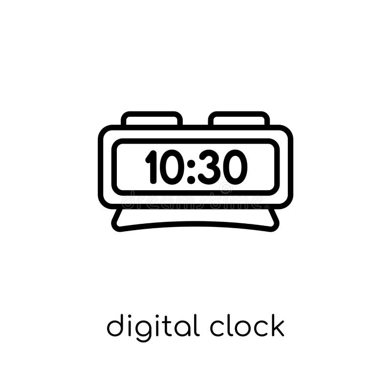 Symbolsvektor För Digital Klocka Som Isoleras På Vit Bakgrund, Tecken ...
