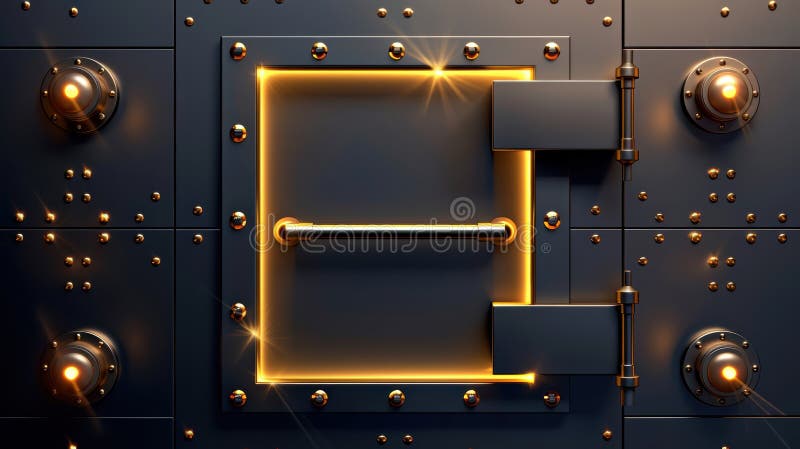 Symbol of Financial Security with Illuminated Vault Door in Sleek Dark ...