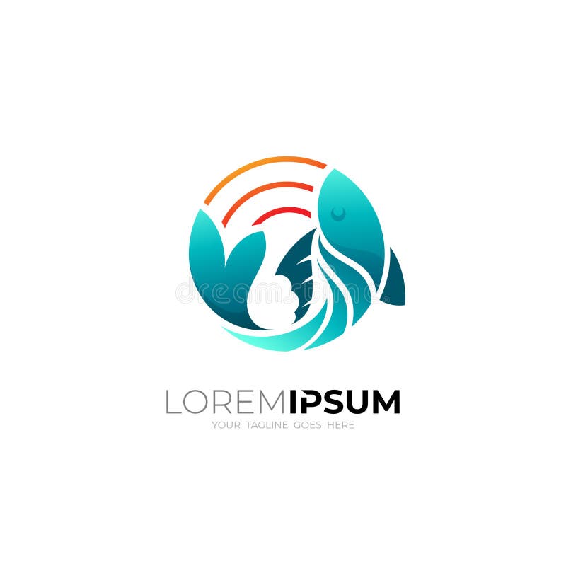 Symbol Fish Logo with Circle Design Combination, 3d Style Stock Vector ...