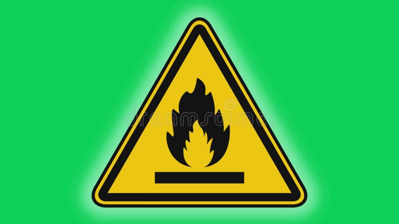 Symbol Flammable Yellow Sign Green Screen Stock Footage - Video of ...