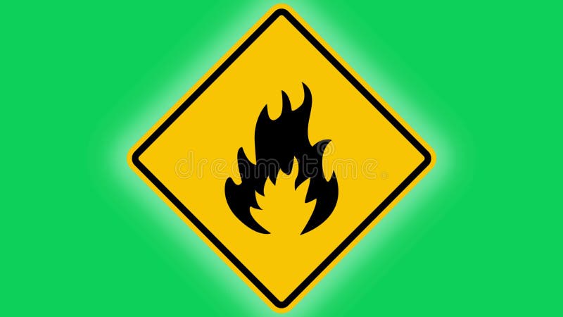 Symbol Flammable Yellow Sign Green Screen Stock Footage - Video of ...
