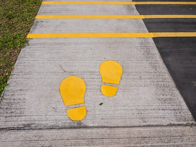 Symbol foot walk on road. stock image. Image of footprint - 94980133