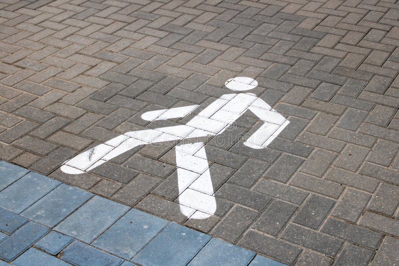 Symbol of the Footpath on the Sidewalk Stock Image - Image of urban ...