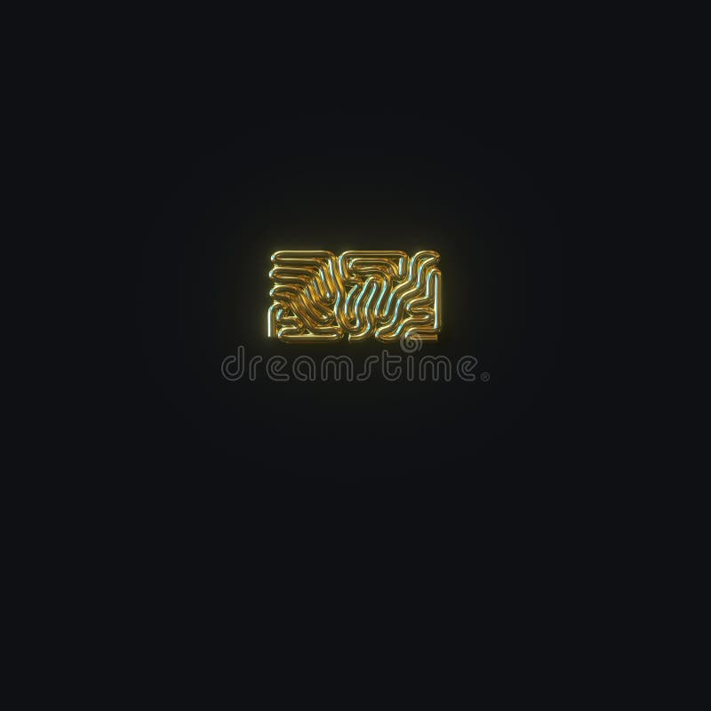 High Resolution Minus Sign Formed of Gold Bent Wire. 3D Rendering Stock ...