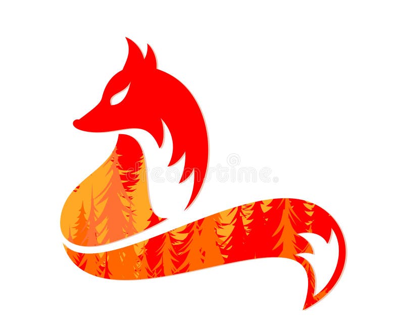The Symbol of the Fox with Fire Forest. Stock Vector - Illustration of ...