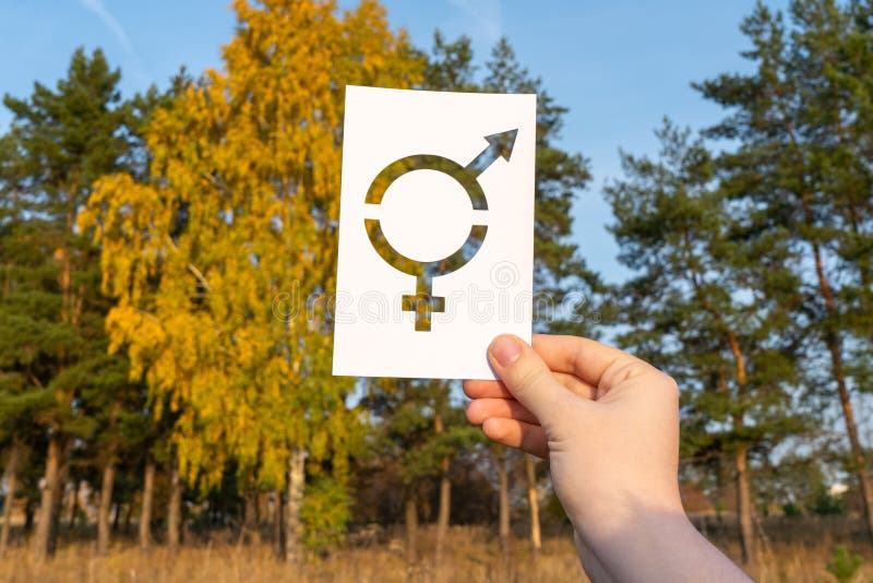 Symbol of Gender Equality on the Background of Autumn Trees Stock Photo ...