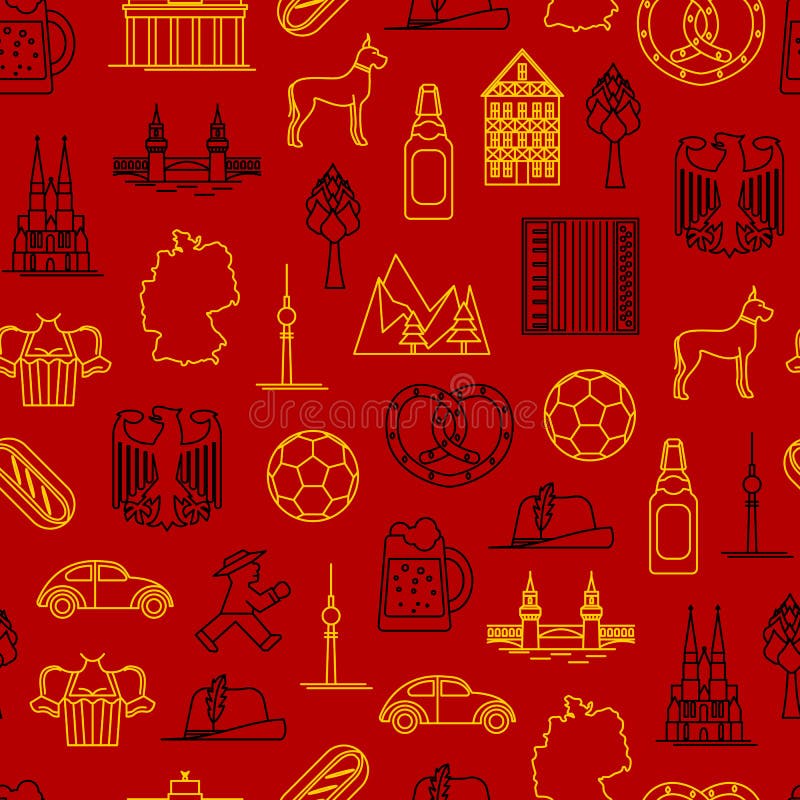 Symbol of Germany Thin Line Seamless Pattern Background. Vector Stock ...