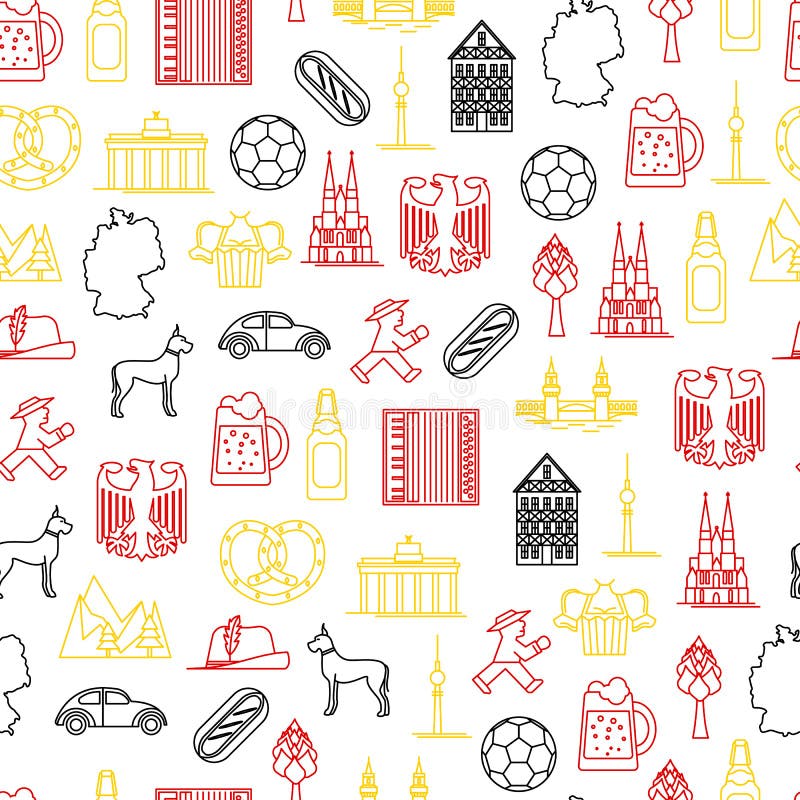 Symbol of Germany Thin Line Seamless Pattern Background. Vector Stock ...