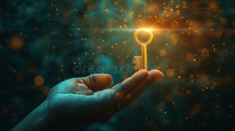 Symbol of a Glowing Key Hovering Over a Human Hand Created with ...