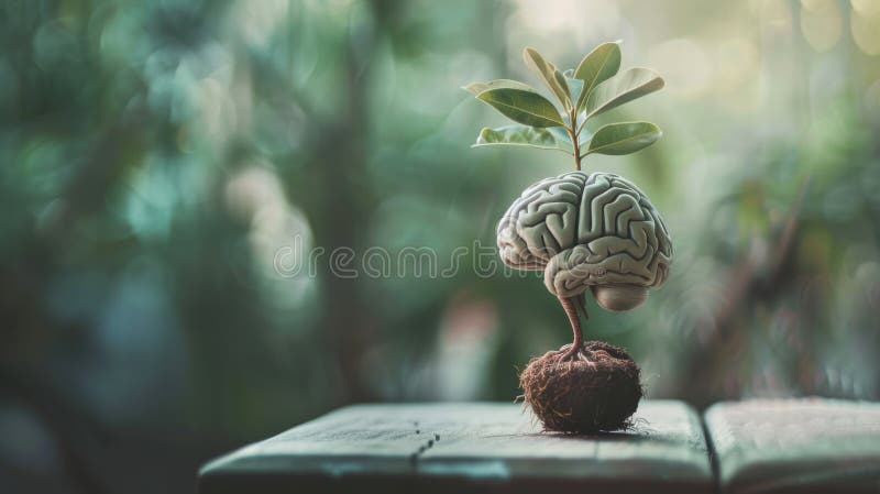 Symbol of Growth Mindset with a Light Bulb and Organic Elements for ...