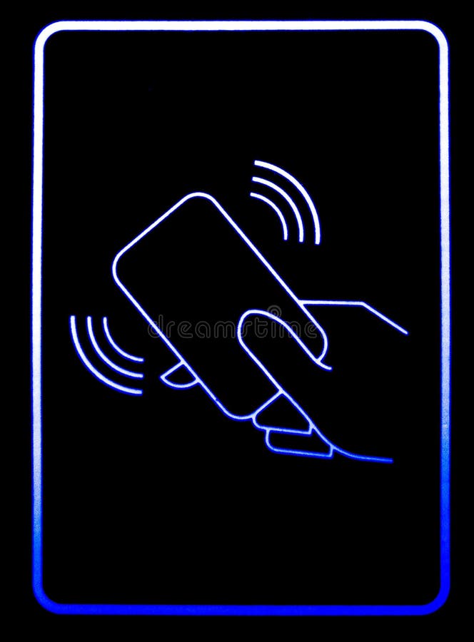 Symbol, a Hand Touching a Card, and an Electromagnetic Wave, in a ...