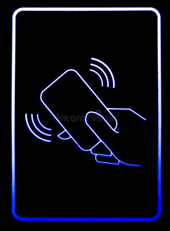 Symbol, a Hand Touching a Card, and an Electromagnetic Wave, in a ...