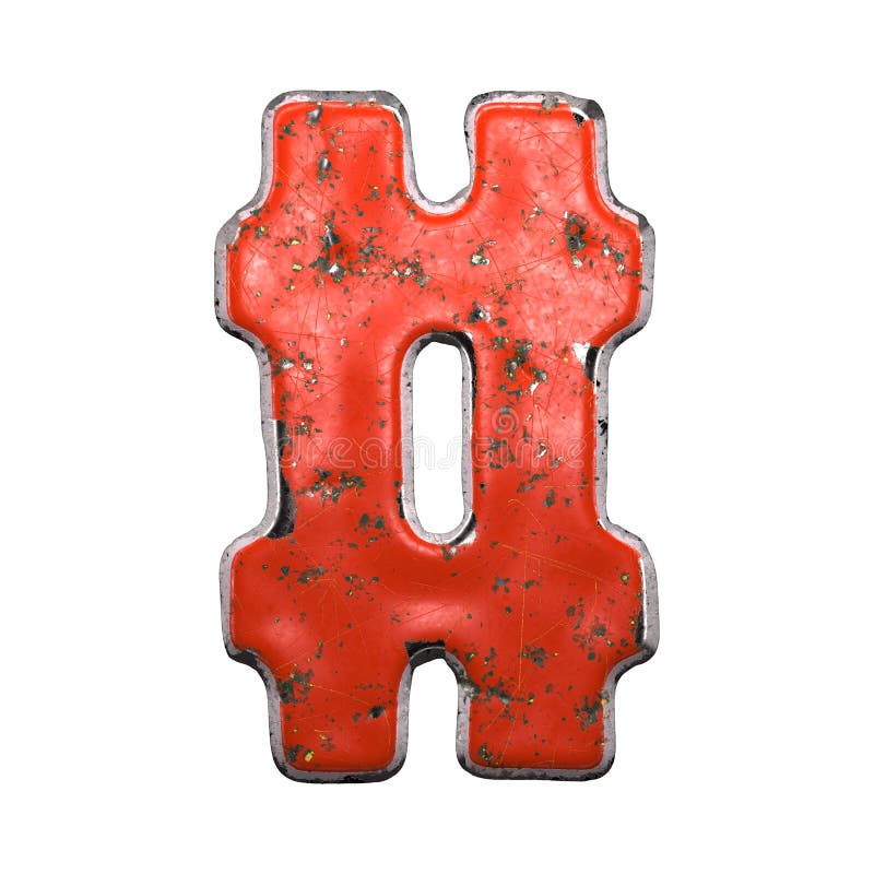 Symbol Hash Made of Leather. 3D Render Font with Skin Texture on Black ...