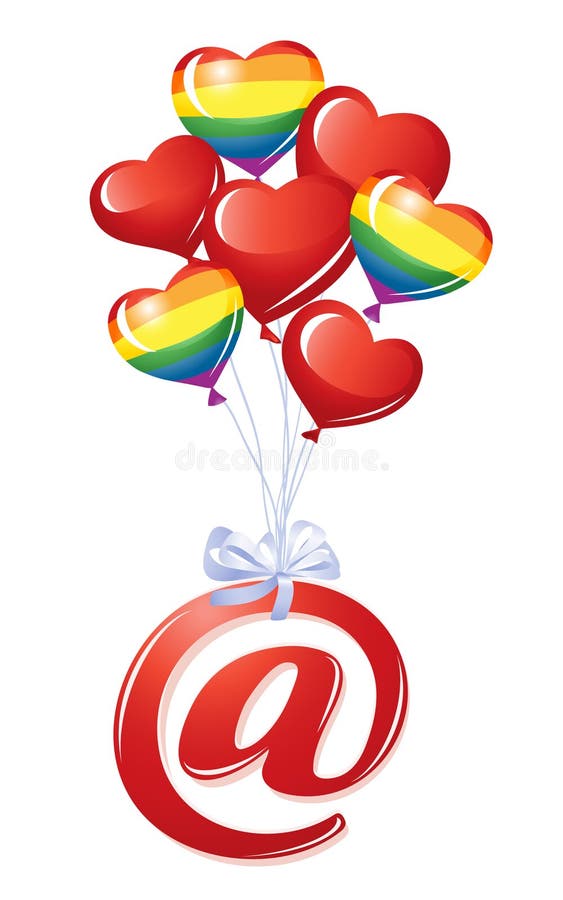At-symbol with Heart Balloons Stock Vector - Illustration of internet ...