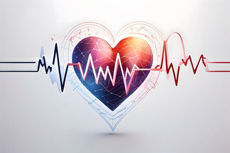 A Symbol of Heart with an ECG Wave with an Isolated Background Stock ...