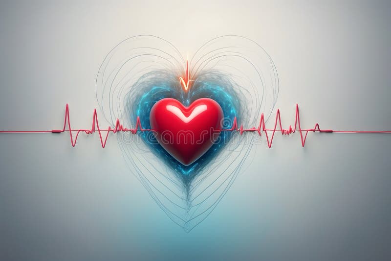 A Symbol of Heart with an ECG Wave with an Isolated Background Stock ...