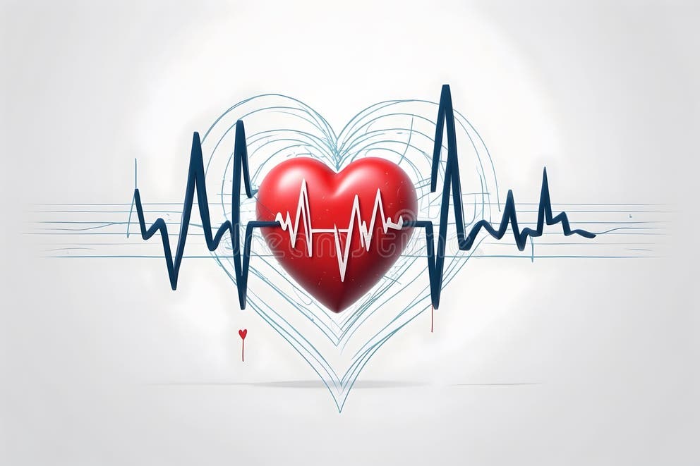 A Symbol of Heart with a Simple ECG Wave with Isolated Background Stock ...