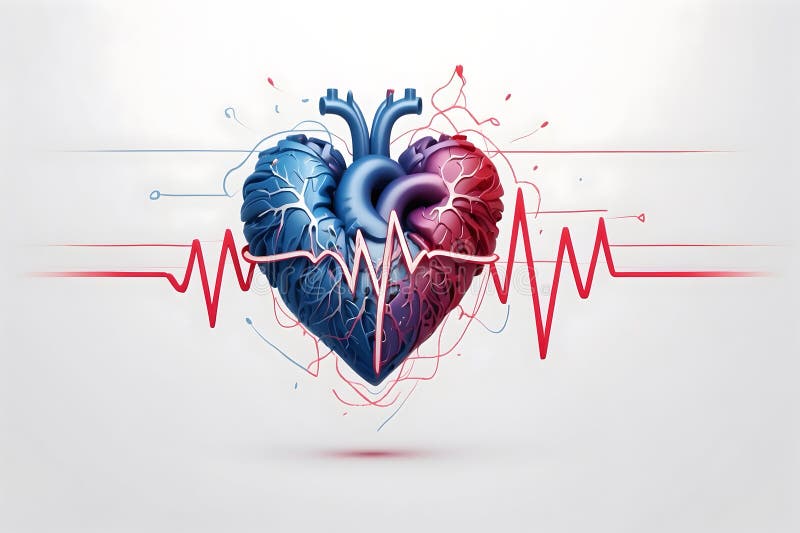 A Symbol of Heart with a Simple ECG Wave with Isolated Background Stock ...