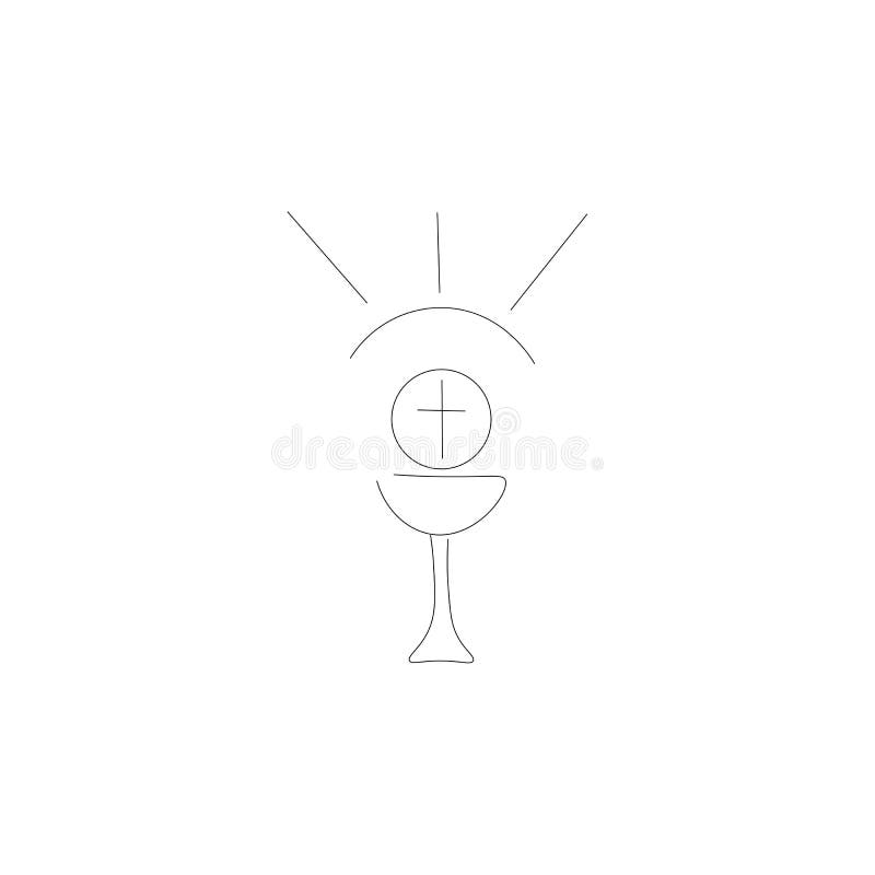 Symbol of Holy Communion Bread and Wine Line Drawing, Vector ...